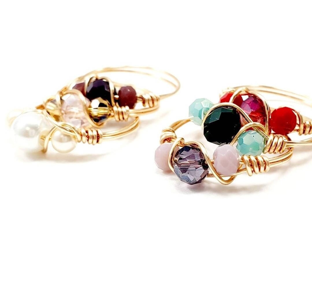 Crystal Ring, Wire Wrapped Crystal Rings, Midi Ring, Wire Wrapped ...