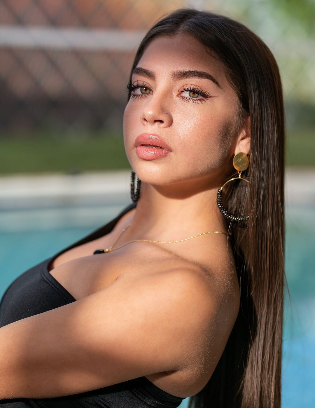 Black Beaded Hoops Earrings Black Bead Hoops Gold Bead Hoops Thick Gold Hoop Earrings Big