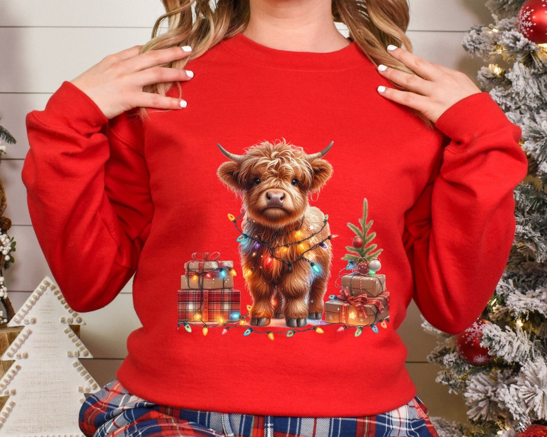 Highland Cow Sweatshirt, Christmas Sweatshirt, Cows Sweatshirt ...