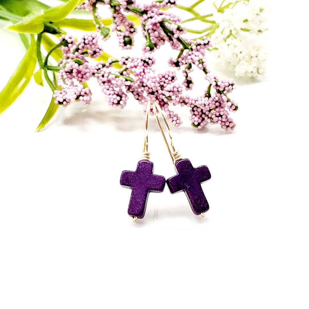 Cross Earrings, Howlite Cross Earrings, Tiny Cross Earrings, Cross ...