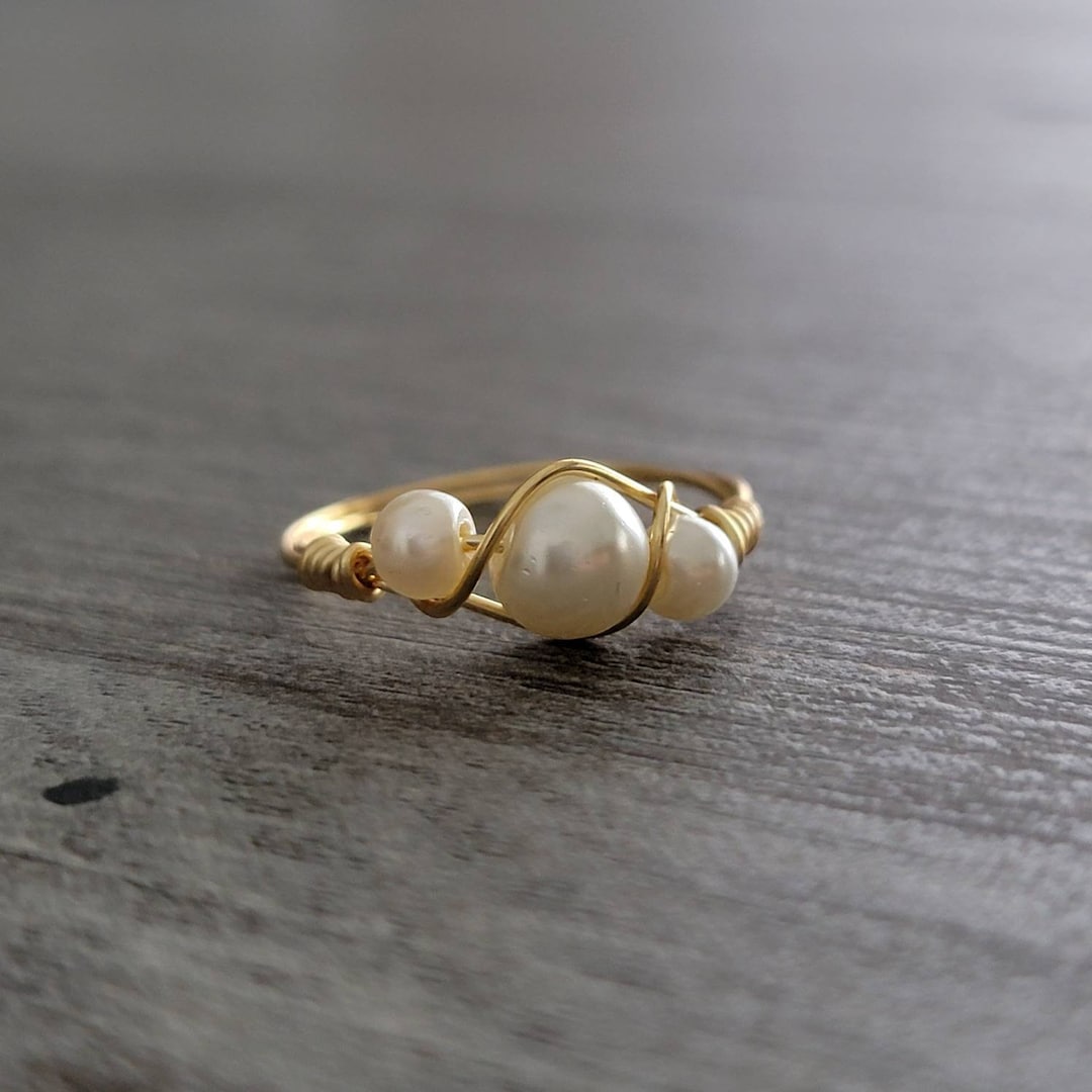 Bague perle, bague fil perle, bague perle délicate, bague Midi, bague ...