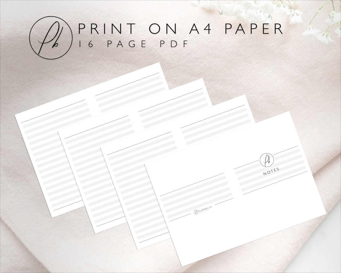A5 Notes Pages Lined Stiped Printable Inserts Filofax | Etsy
