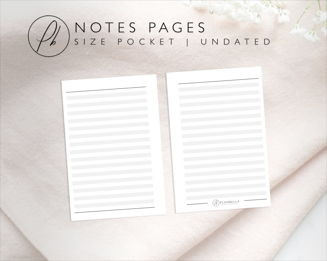 Pocket Notes Pages Lined Stiped | Printable Inserts | Filofax, Traveler ...