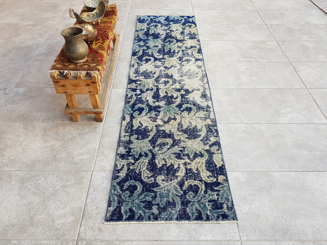 Navy Blue Runner Rug, 2x6 Hand Woven Oushak Rug Runner, Oushak Rug ...