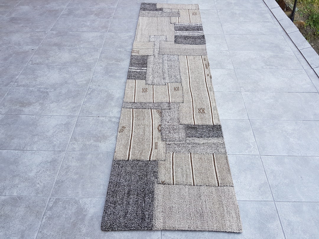 Gray Pacth Design Runner, Designer Runner Rug, 2x9 Nomadic Rug ...
