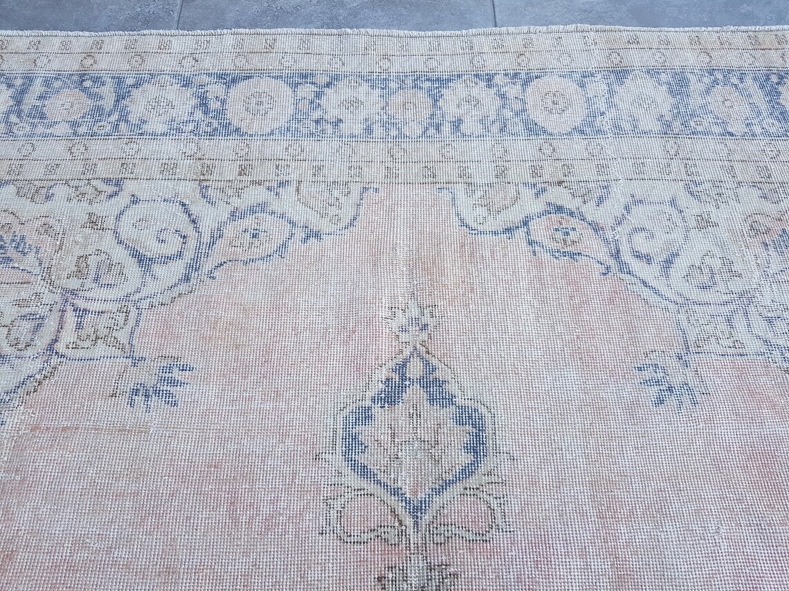 7x10 Pink Blue Vintage Rug Living Room Rug Pink 7x10 Area - Etsy