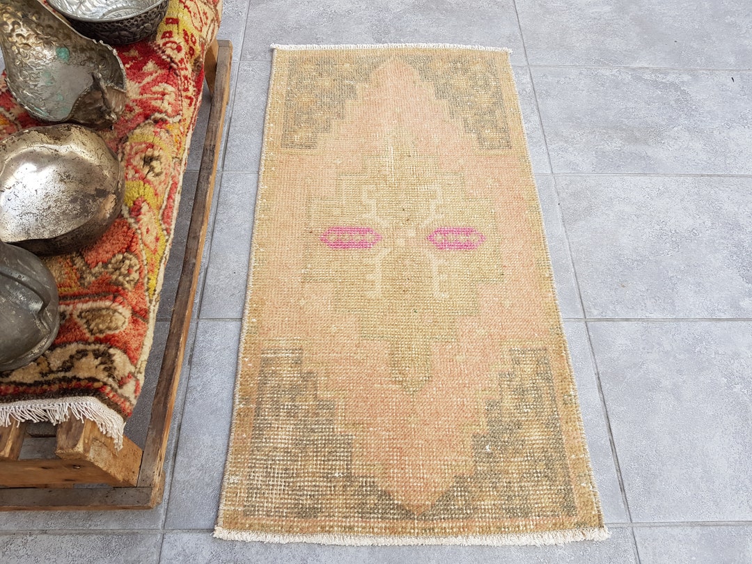 Pale Oushak Rug, 2x3 Patterns Rug, Worn Rug, Office Rug, Vintage Rug ...
