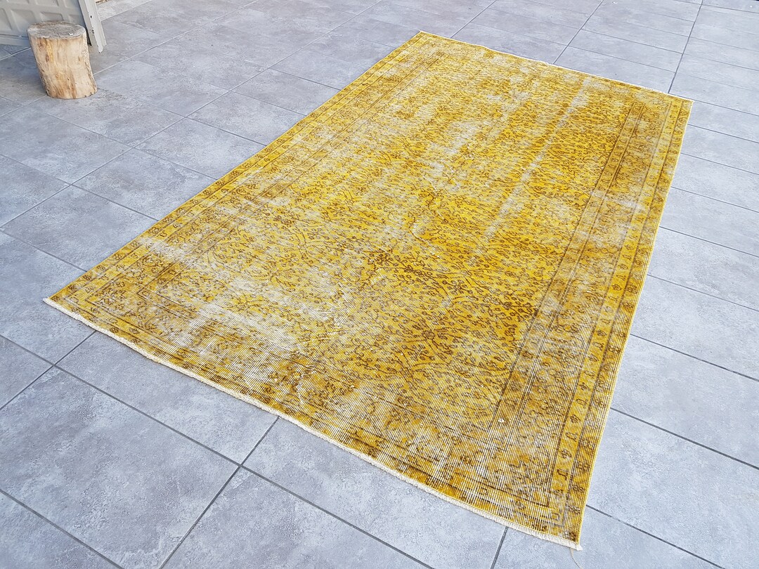 Yellow Vintage Rug, 5x8 Yellow Carpet, Home Decoration Rug, 5x8 ...