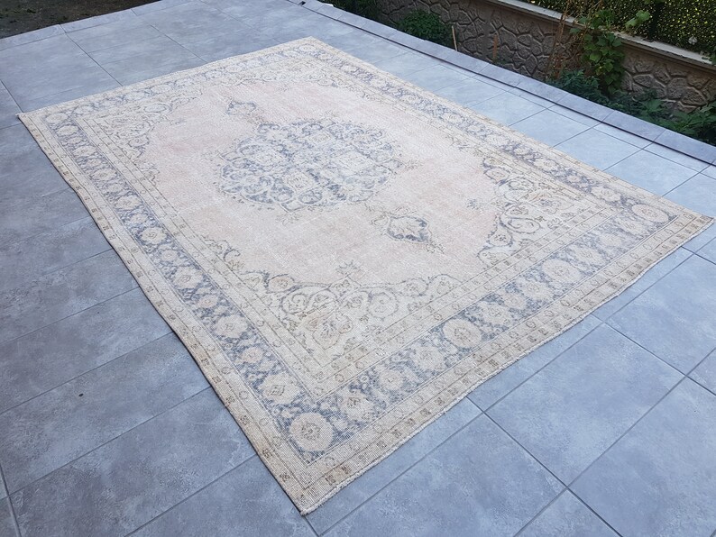 7x10 Pink Blue Vintage Rug Living Room Rug Pink 7x10 Area - Etsy