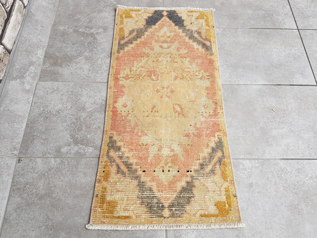 Pastel Vintage Rug, 2x3 Traditional Oushak Rug, Red Blue Yellow Rug ...