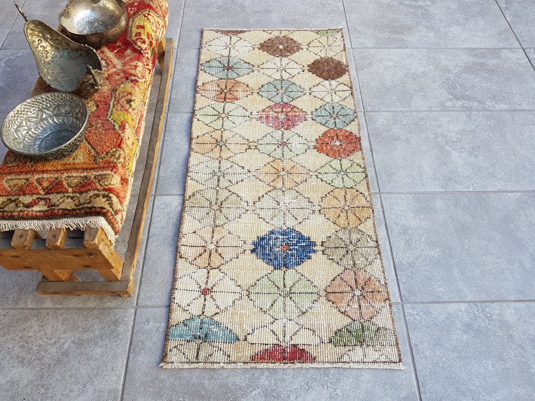 Faded Beige Rug, Hand Knotted Rug, 2x4 Floral Rug, Aztec Rug, 2x4 ...