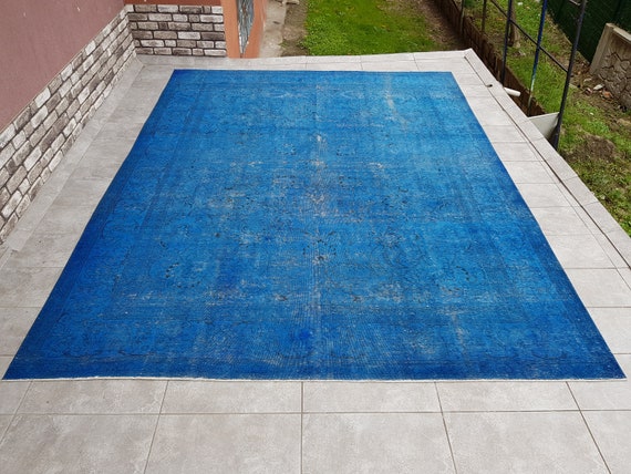 Large Blue Rug Oversize Vintage Rug Area Rug Blue Persian - Etsy