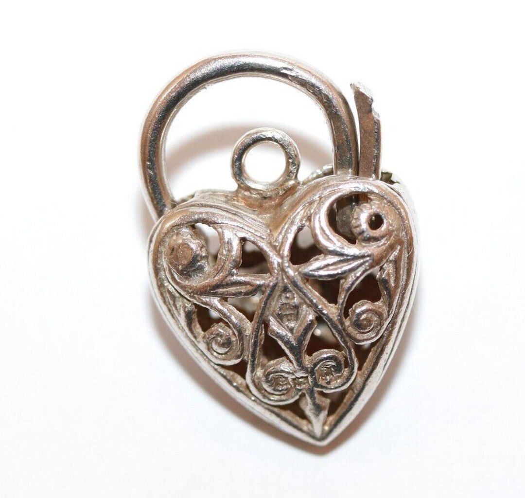 Vintage Sterling Silver Fancy Padlock Clasp Bracelet Charm - Etsy