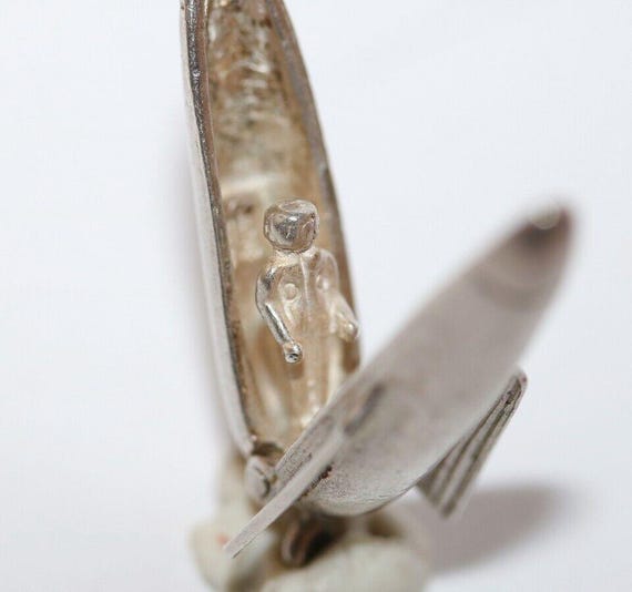 Rare Vintage Sterling Silver Rocket Ship Opening To A… - Gem