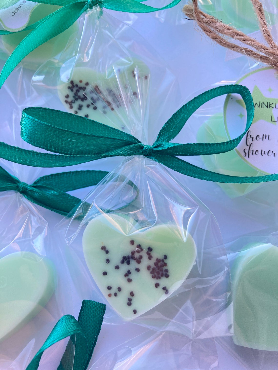 50pcs Mini Sage Green Soap Favors Light Green Heart Soap | Etsy