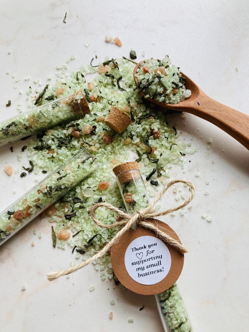 10pcs Green Tea Bath Salt Test Tubes, Bath Soak Favors, Wonderland ...
