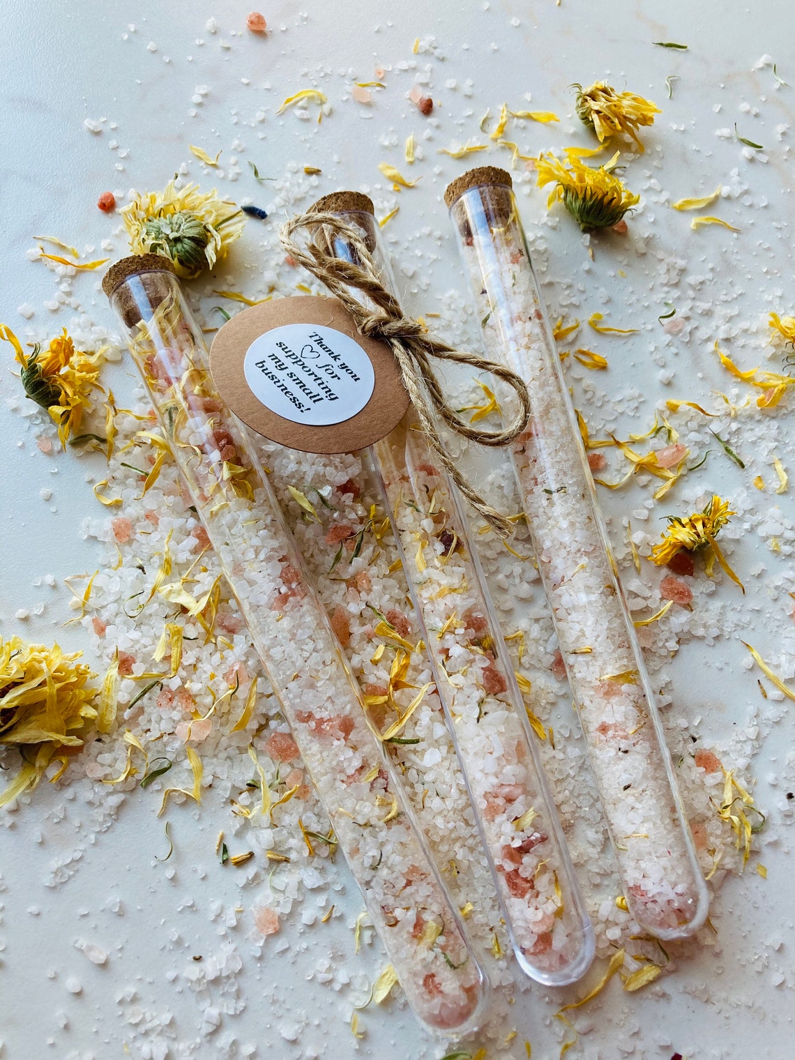5pcs bath salt test tubes Bath soak tea favors Calendula | Etsy