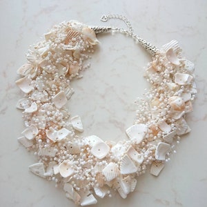 White Shells Necklace, Beach Weddings Necklace, Natural Shells Jewelry ...