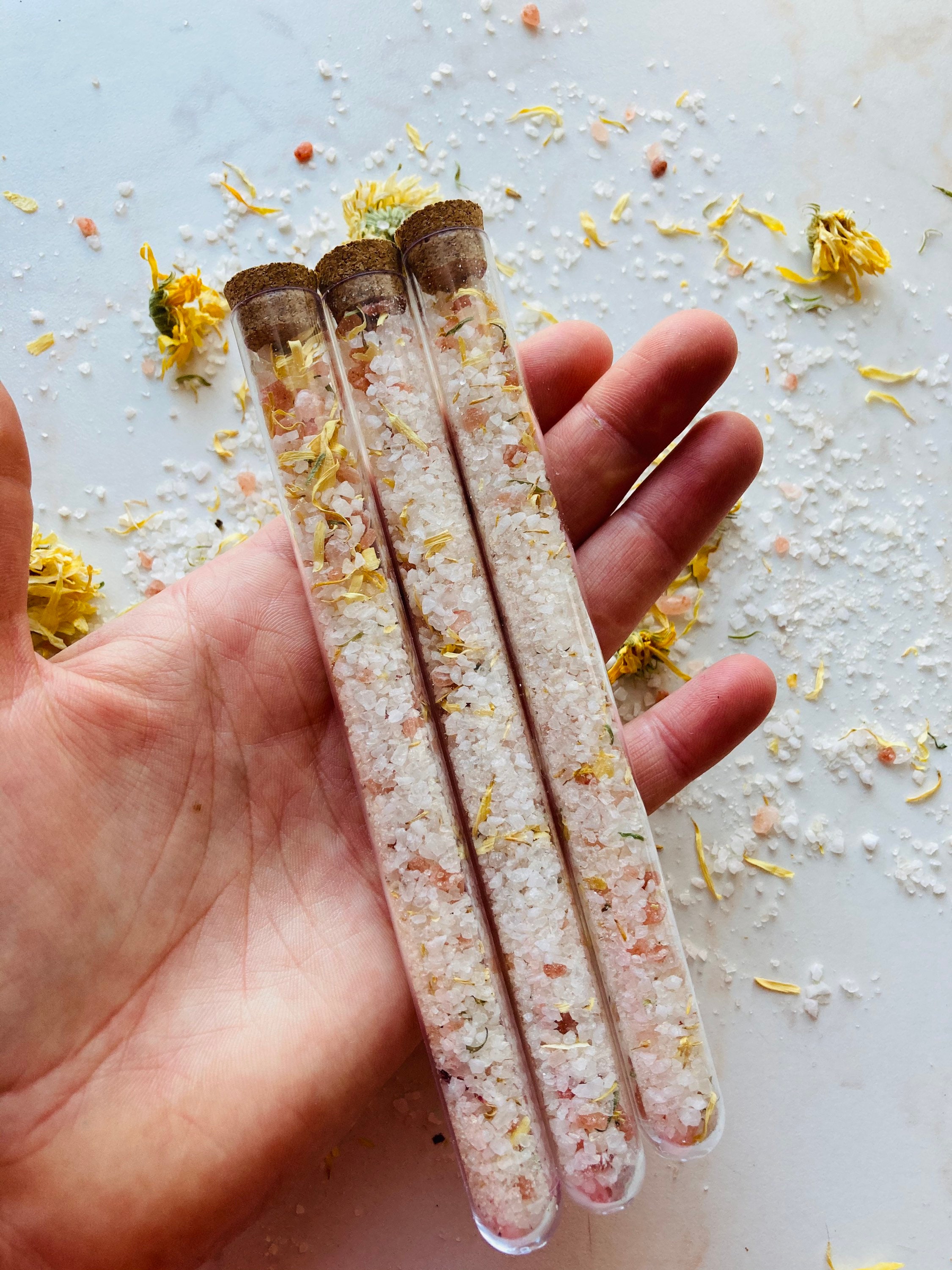 5pcs bath salt test tubes Bath soak tea favors Calendula | Etsy