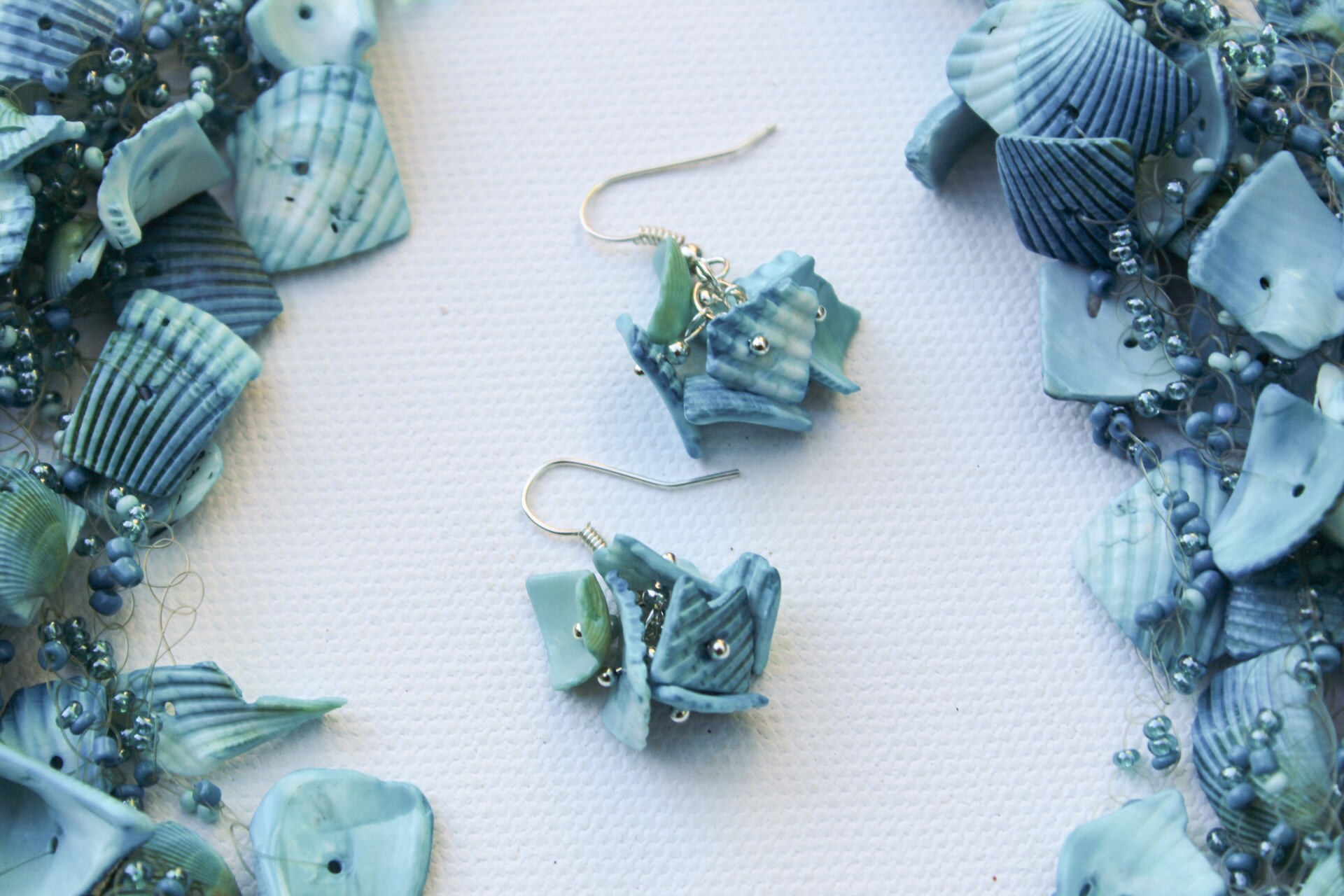 Blue shells jewelry set Mermaid bride jewelry set Airy | Etsy