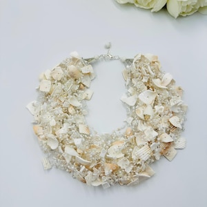 White Shells Necklace, Beach Weddings Necklace, Natural Shells Jewelry ...