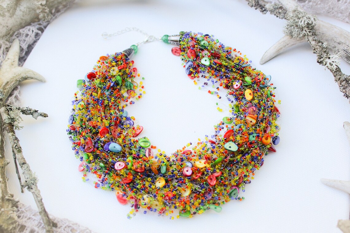 Multicolored Jewelry Set Rainbow Jewelry Set Mother-of-pearl - Etsy