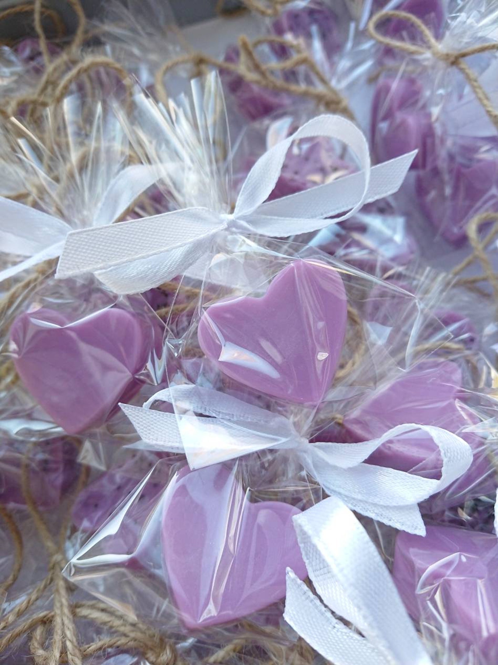 60pcs Lilac Heart Soaps, Natural Lavender Wedding Favors, Small ...