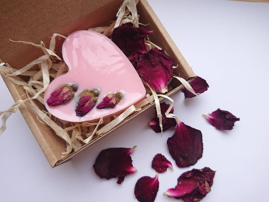 Rose Soap Gift Set, Pink Heart Wedding Guest Soap Favors, Bathroom Soap ...