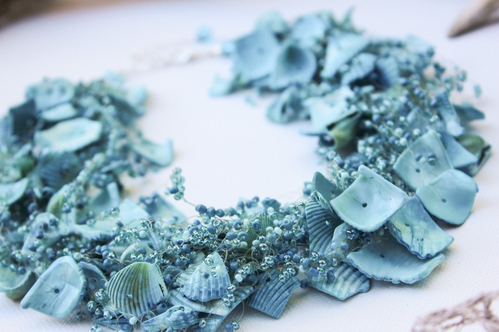 Blue shells jewelry set Mermaid bride jewelry set Airy | Etsy