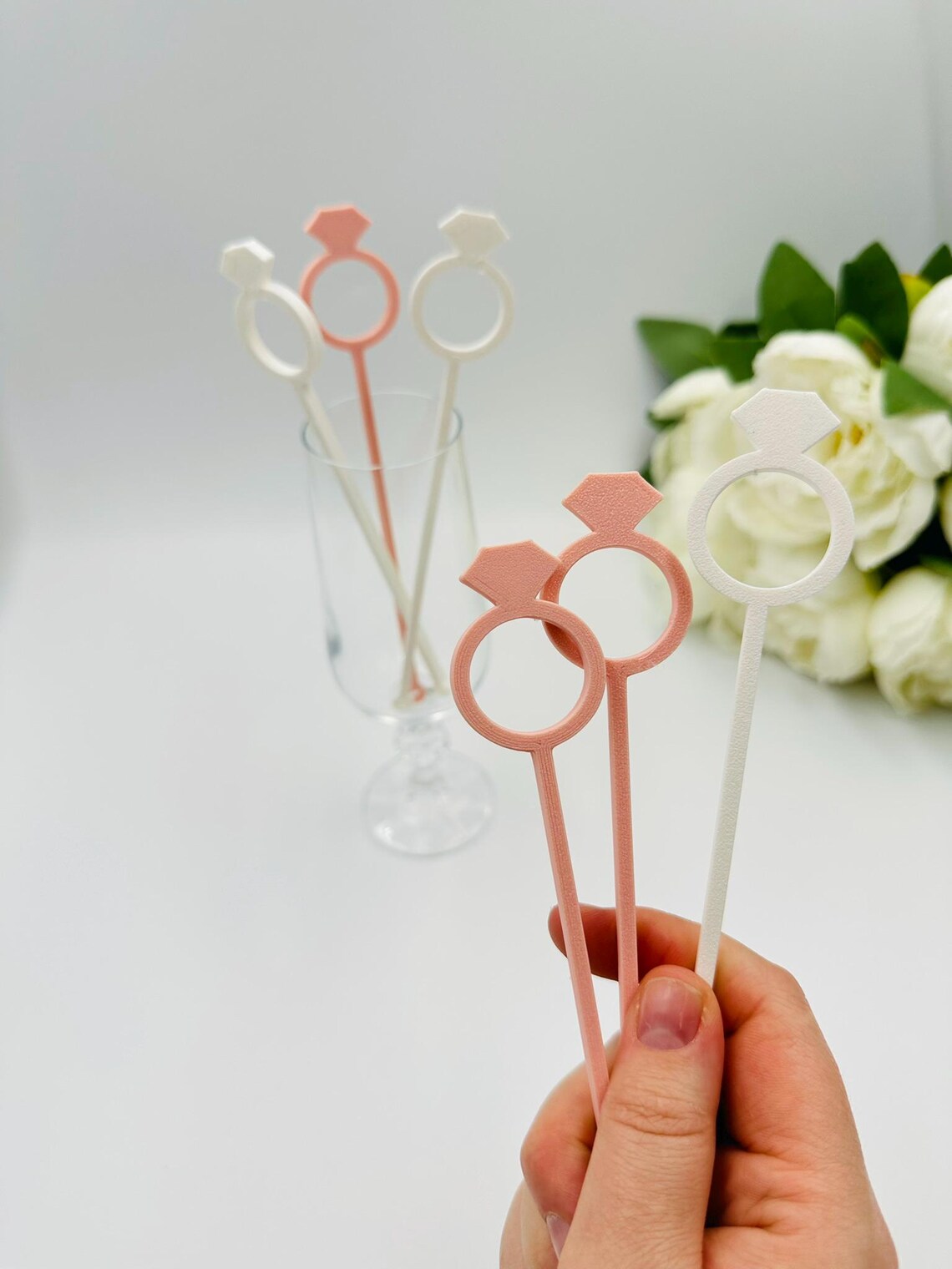 10pcs Ring Drink Stirrers Bridal Shower Cocktail Accessories Wedding ...