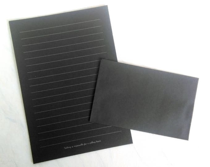 Black Stationery Set, Black Letter Set, Black Letter Paper, Black Paper ...