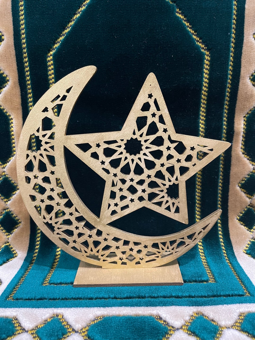 Wooden Islamic Table Stands, Ramadan, Eid Mubarak and Moon + Star ...