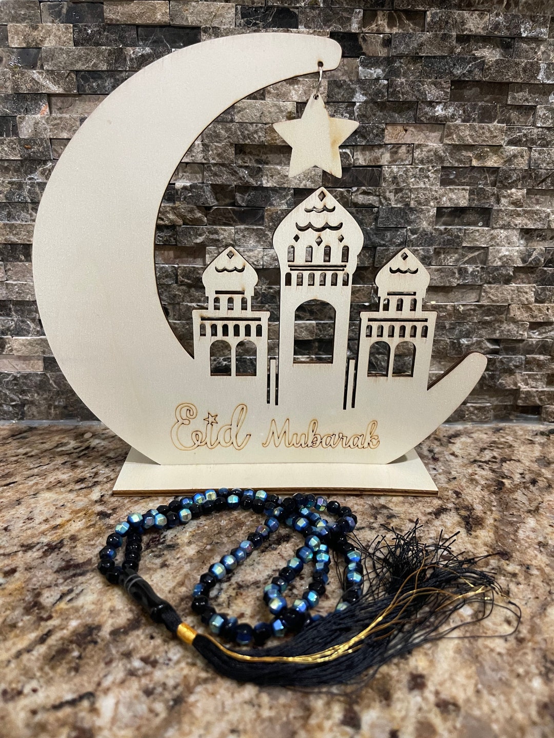 Eid Mubarak Wooden Islamic Table Stands, Ramadan and Moon + Star ...