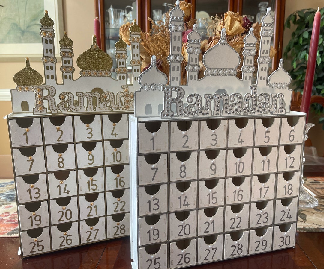 Silver/gold Ramadan Advent Calendar, Islamic Muslim Decor MDF Wooden ...