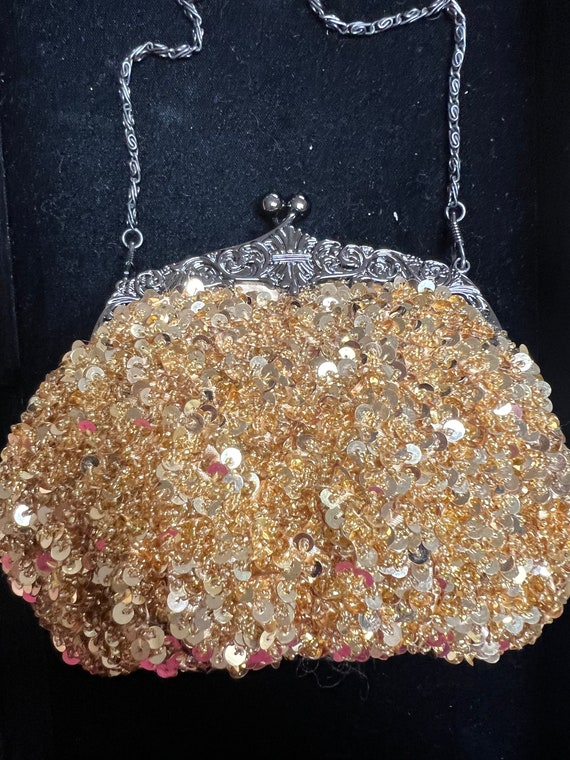 Gold Sequence Beaded Vintage Round Evening Bag Clutch Purse - Etsy