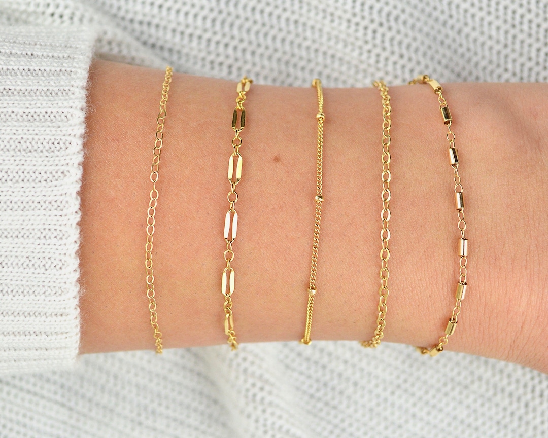 Dainty Gold Bracelet Set - Gold Filled Bracelets - Perfect Waterproof ...