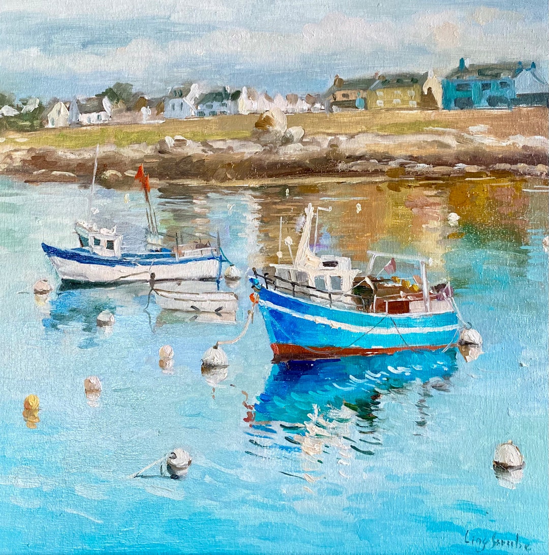 France Seascape - Bretagne #4 Water and Sky Boat Oil Painting France ...
