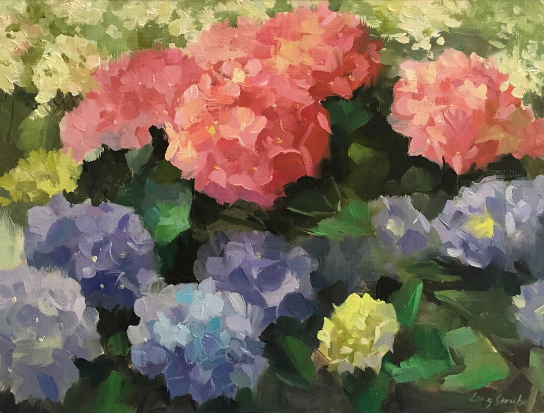 Happy Hydrangea Impressionist Oil Painting - Etsy