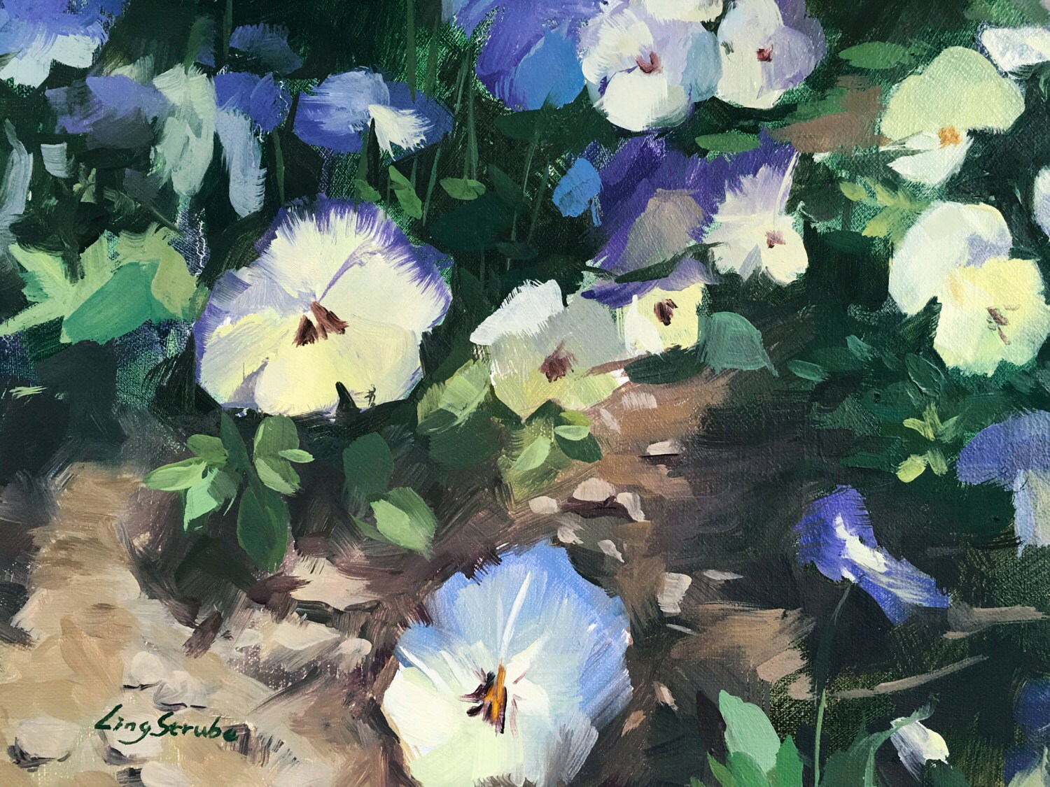 Spring Passion, Pansy, Original Oil Painting, One of a Kind, Flower on ...