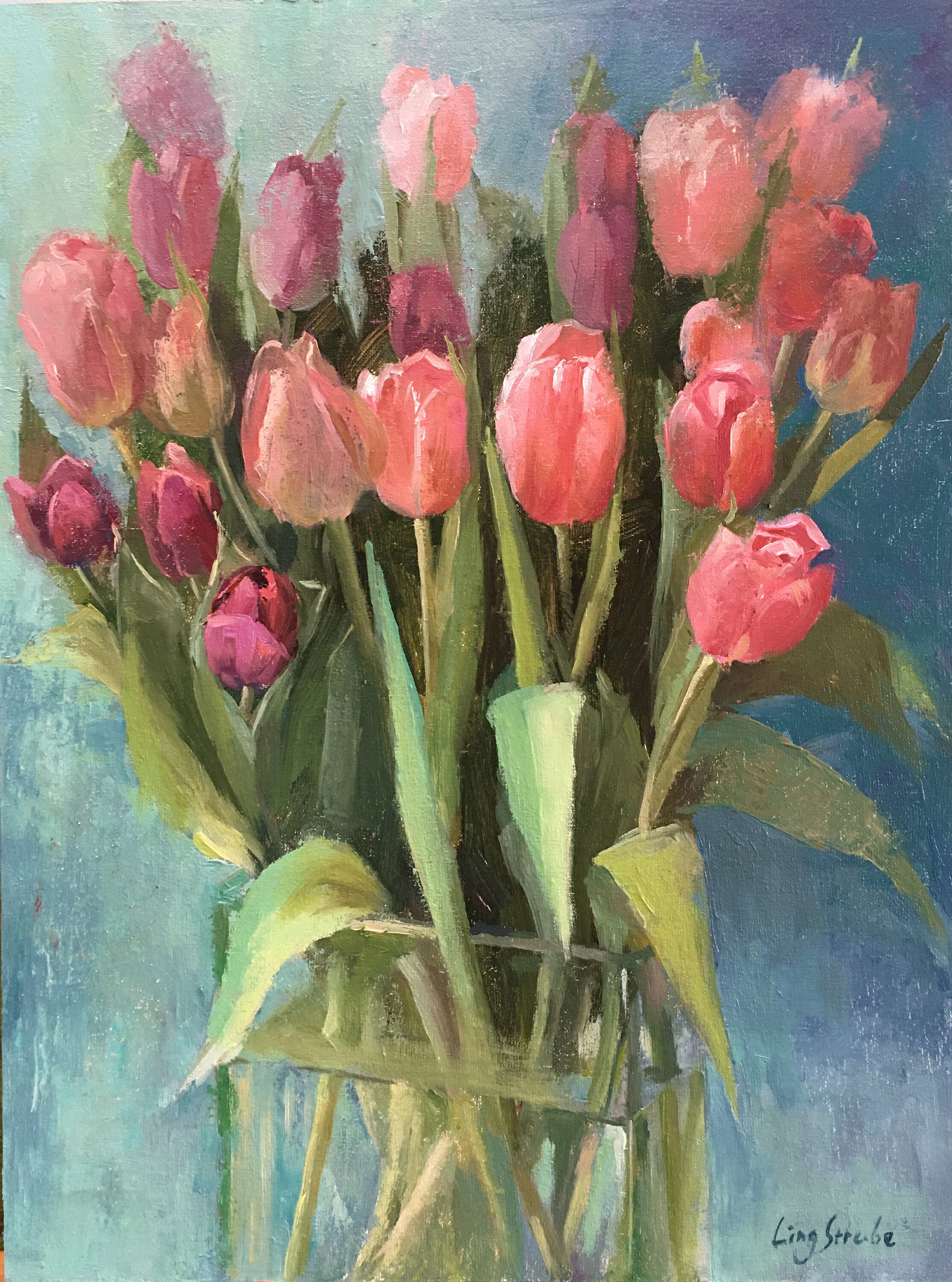 Spring Gift, Original Tulip Oil Painting, Tulip Flower on Canvas, - Etsy