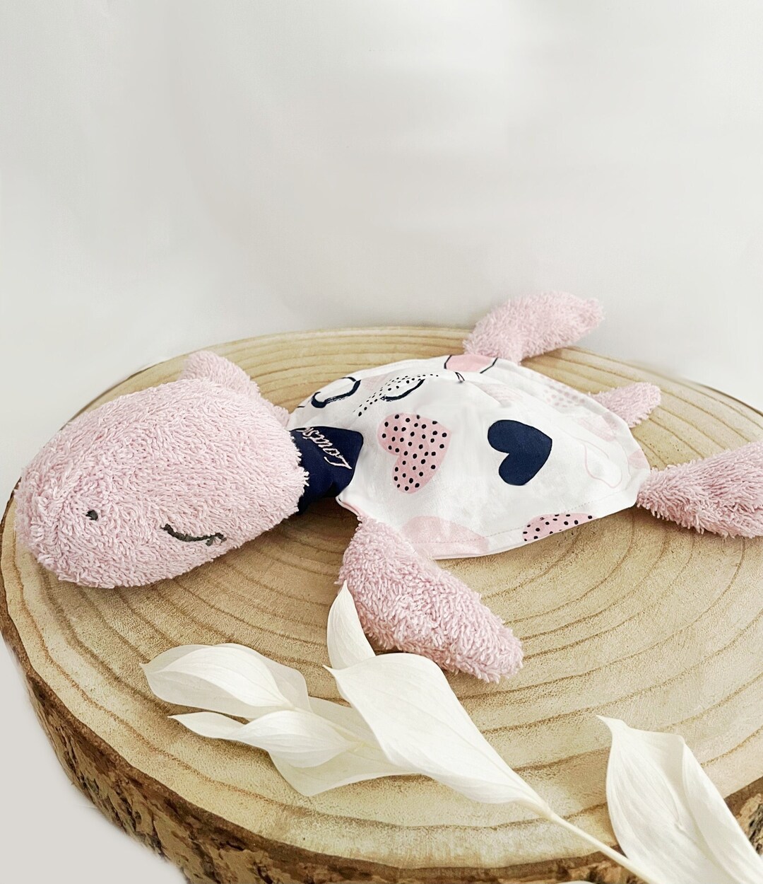 Turtle Thea Lovey, Terry Cloth Fabric, Baby Pink, With Name - Etsy