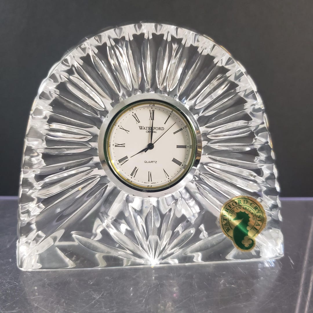 Vintage Waterford Crystal Mantle Desk Clock TESTED Works - Etsy