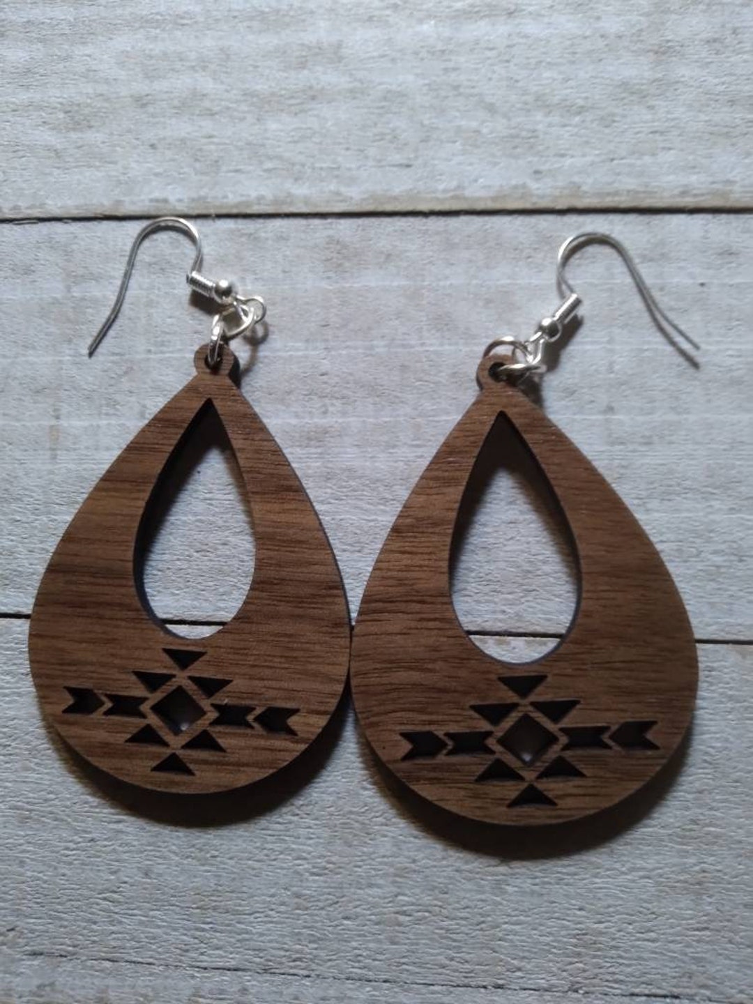 Oval Tribal Pattern Cut Out on Wooden Walnut - Etsy