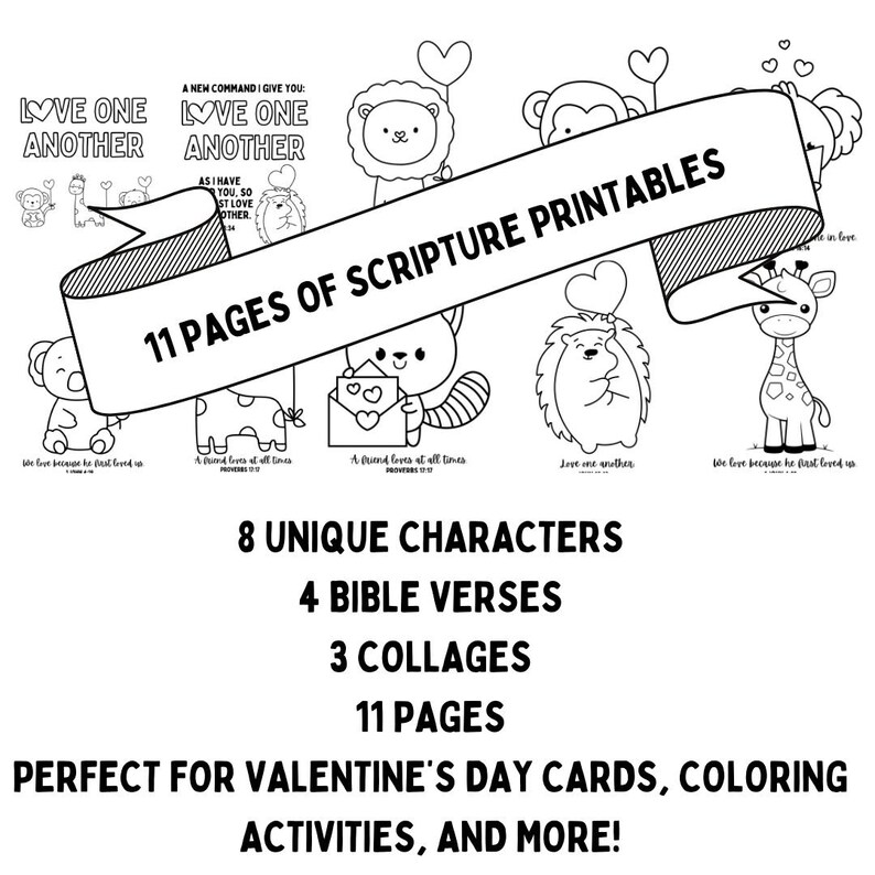 Valentine's Day Coloring Pages Bible Verses Scripture Cute Animals ...