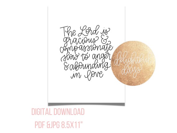 Character of God Scripture Print the Lord is Gracious and - Etsy