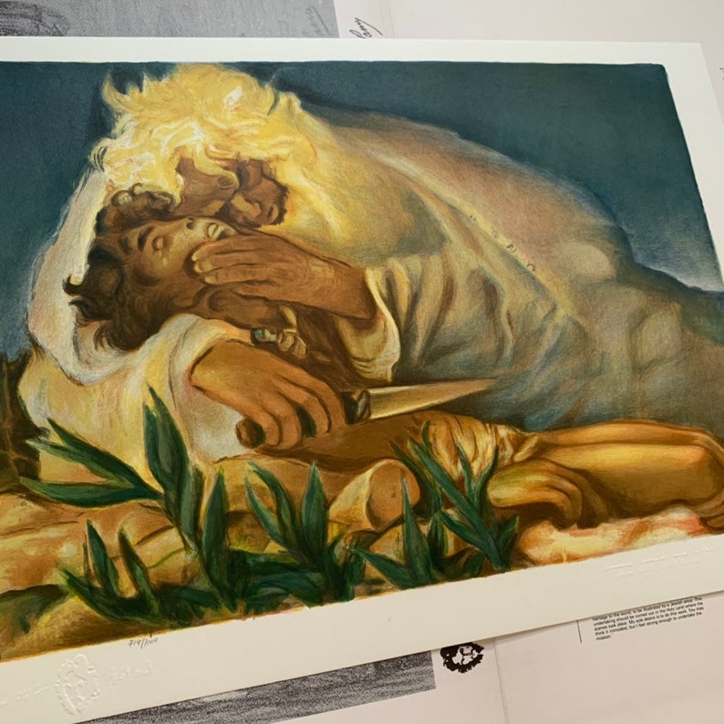 Abel Pann Abraham and Isaac Lithograph, Vintage Judaica Art - Etsy