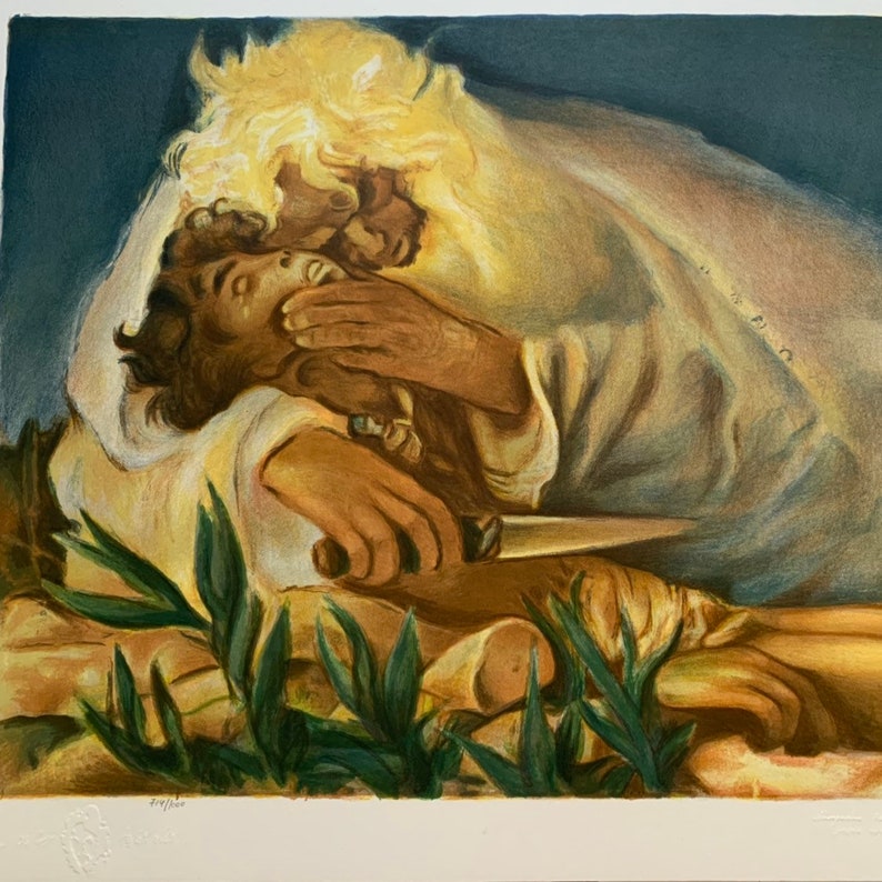 Abel Pann Abraham and Isaac Lithograph, Vintage Judaica Art - Etsy