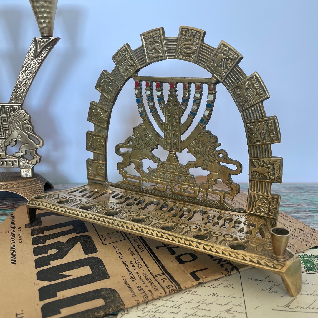 1960, Vintage Hanukkah Menorah, Israeliana, Brass Hanukkah, Jewish Gift ...
