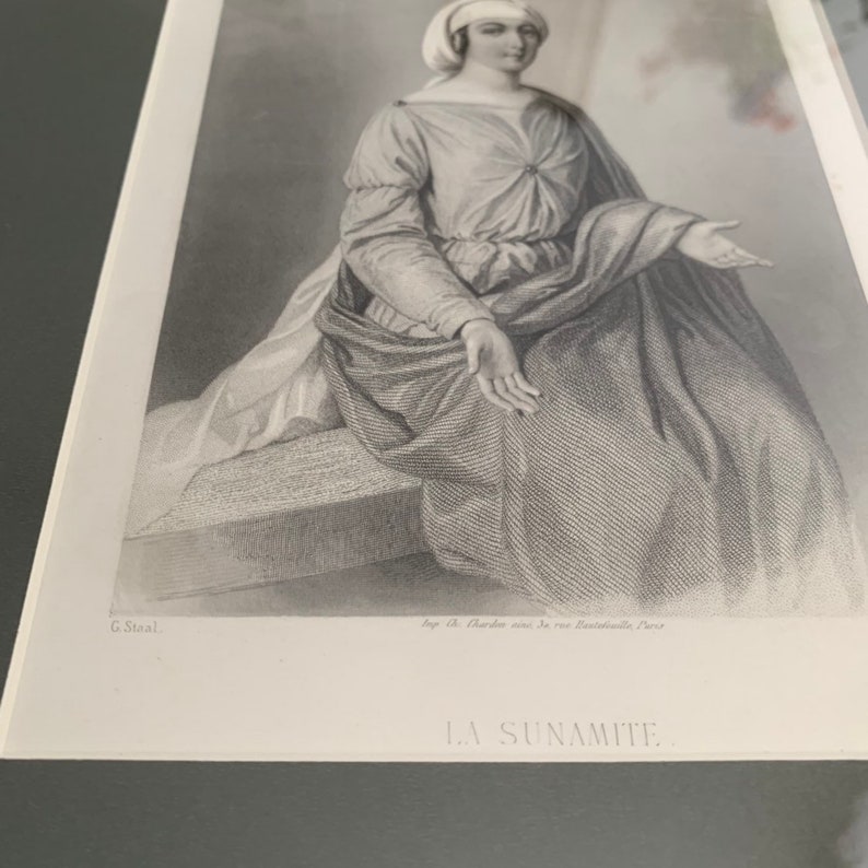 1860 Shunamite Abishag Antique Gravure print Judaica - Etsy