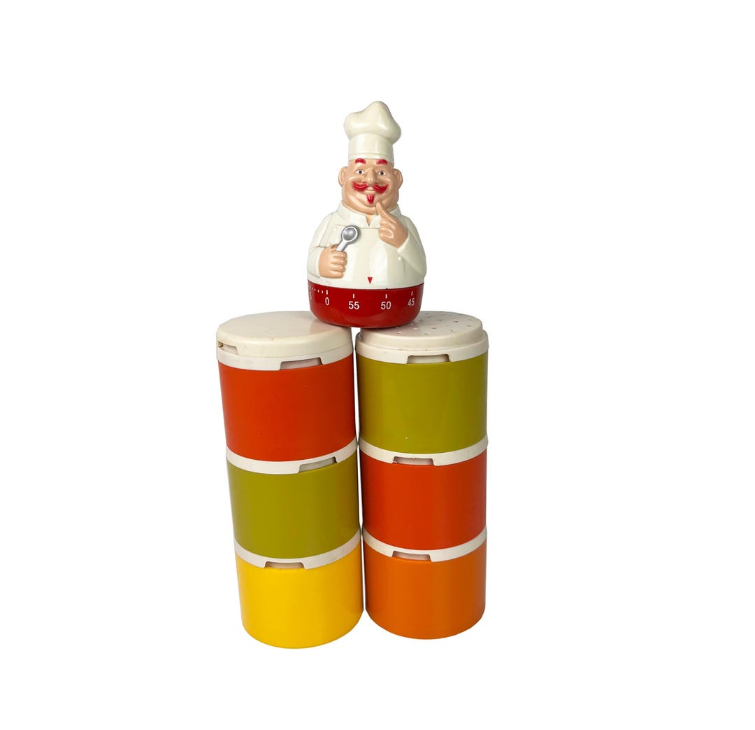 Vintage Set of 6 Tupperware Stackable Spice Containers Spice Shakers ...